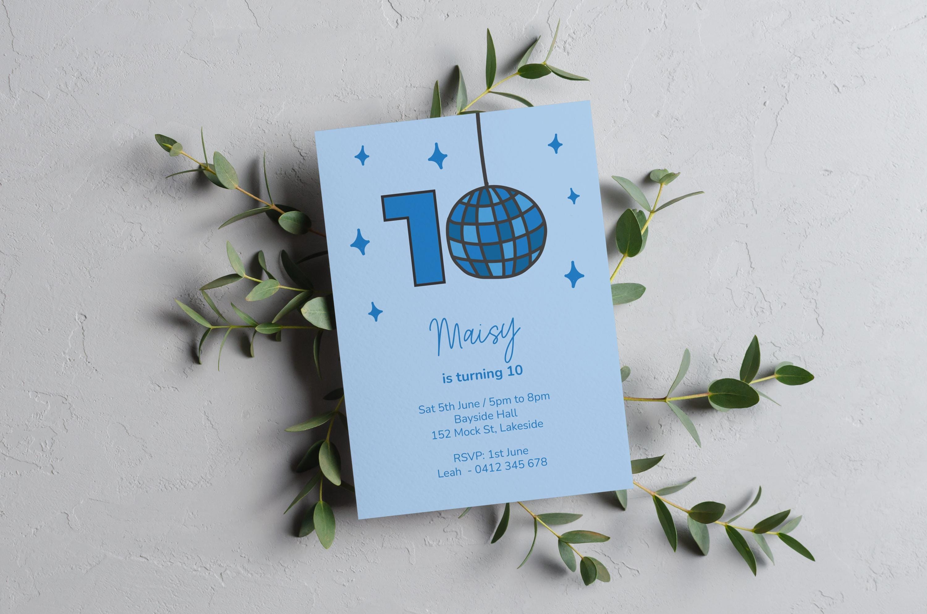 Disco 10th Birthday Party Invitation: Editable Printable Template - Etsy