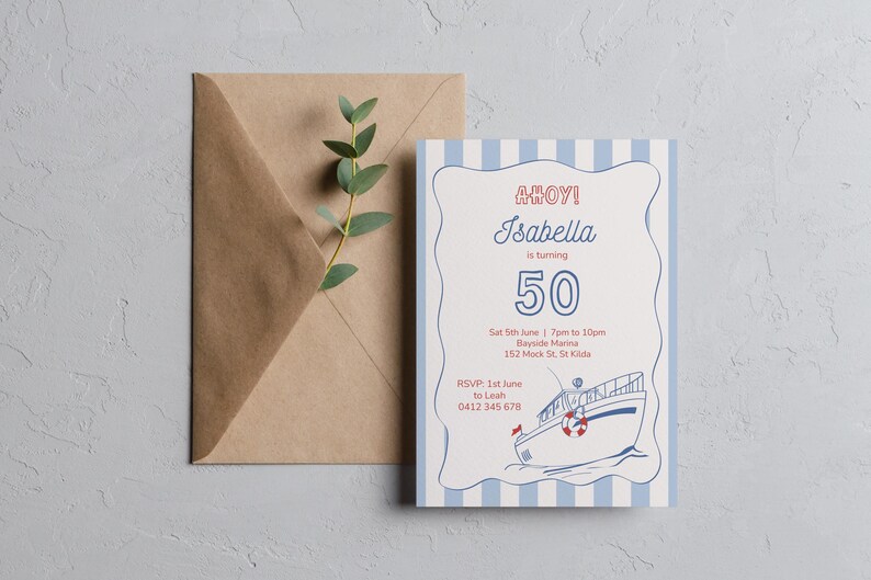 50th Sailing Boating Birthday Invitation | Editable Instant Download ...