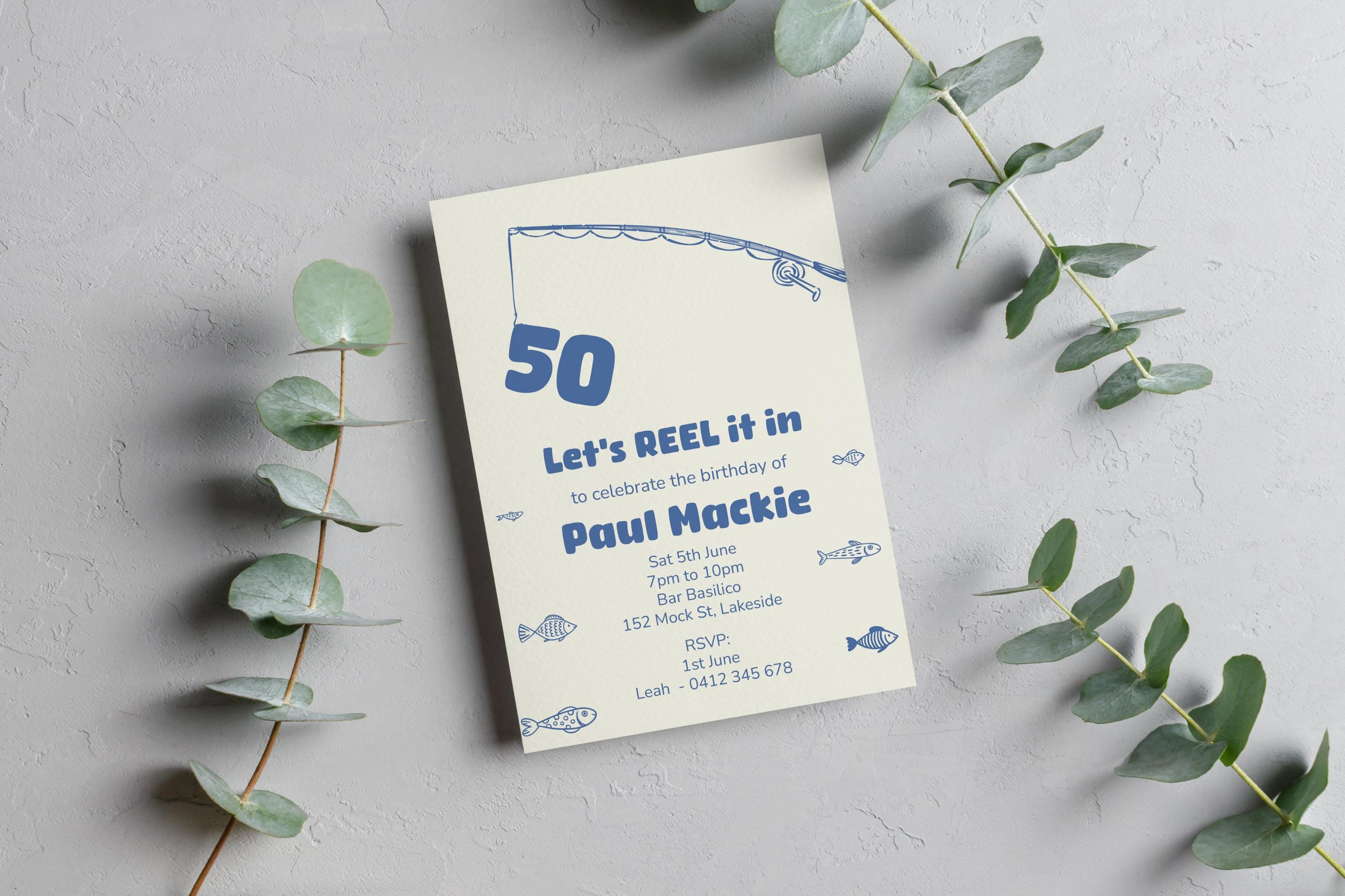 50th Fishing Birthday Invitation| Editable Age | Funny Fish Invite for ...