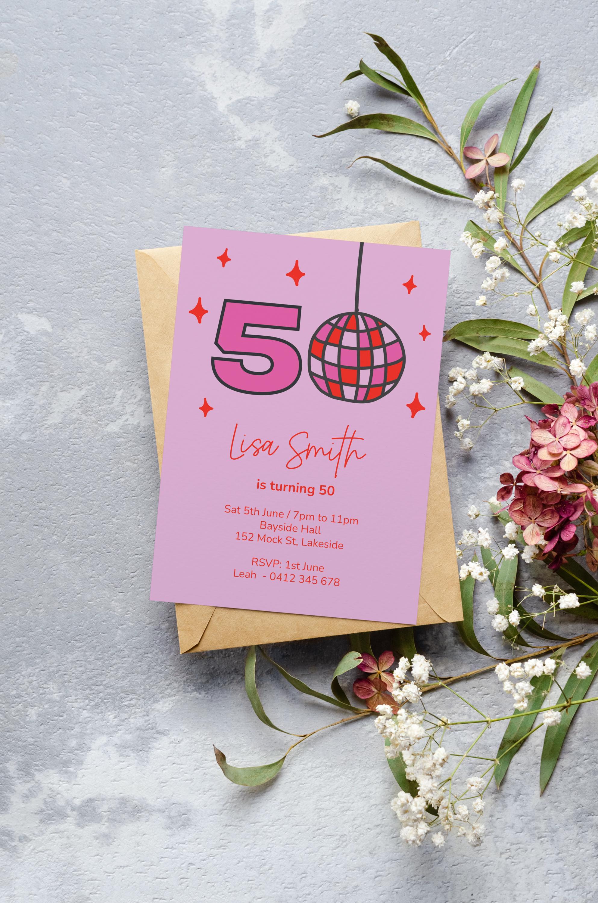 Disco 50th Birthday Invitation: (editable Printable Evite Template ...