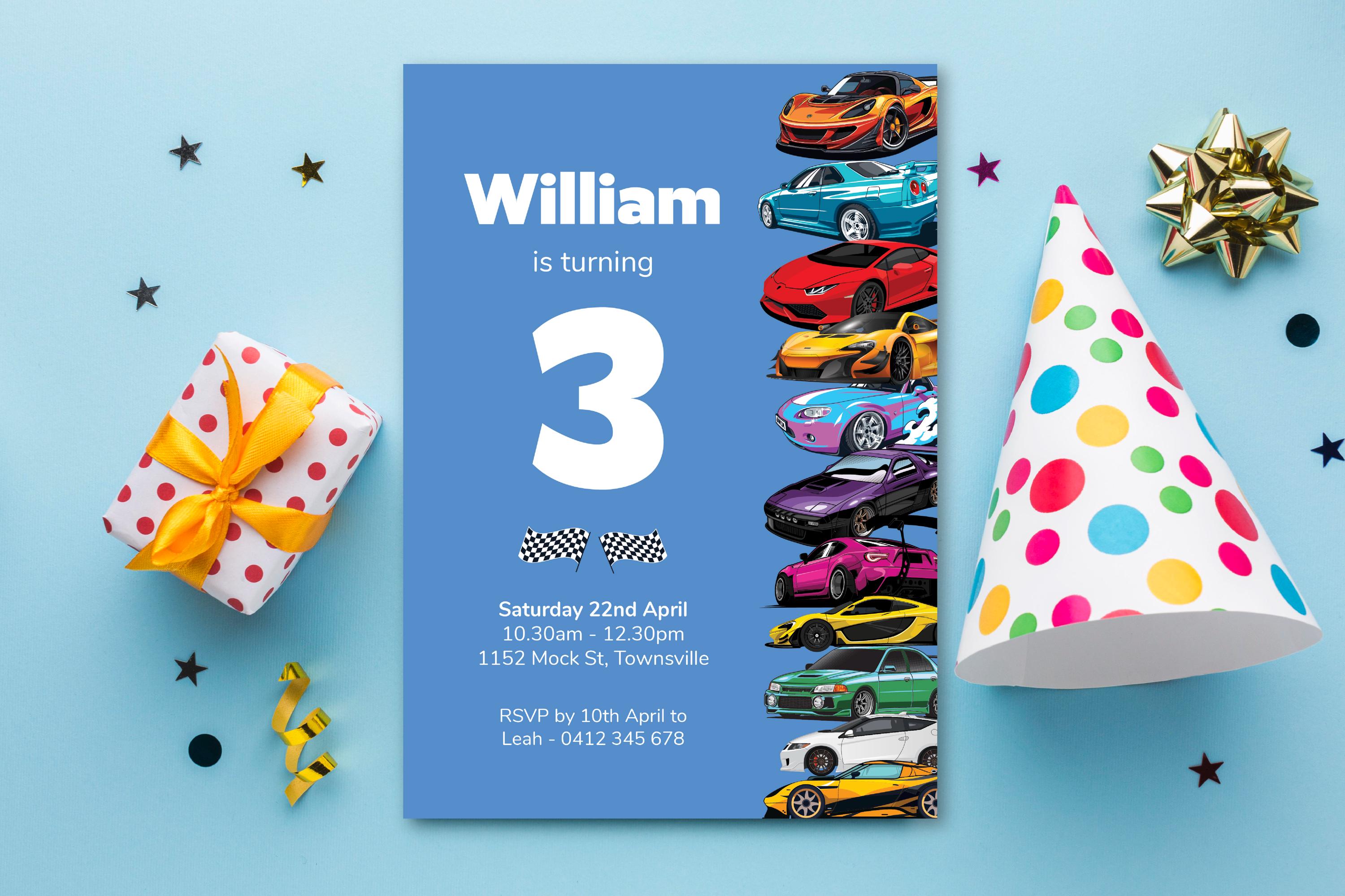 Any Age Editable | Cars Birthday Party Invitation | Hot Racing Cars ...