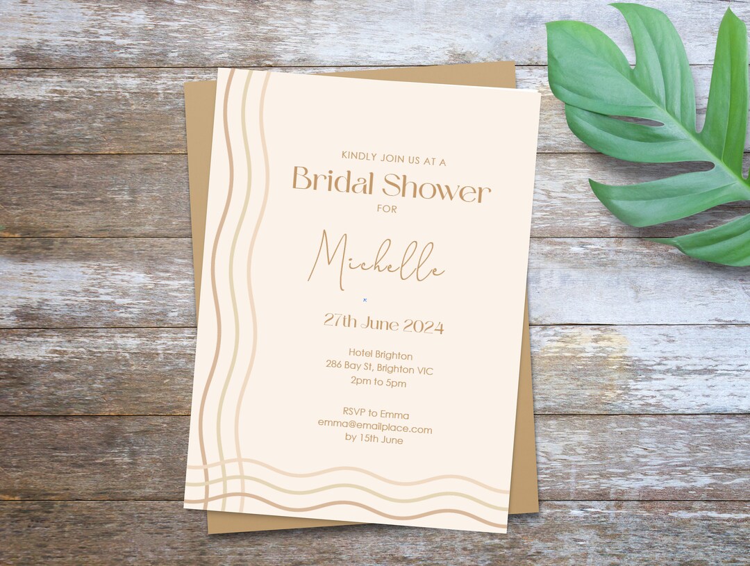 Bridal Shower Invitation Beige Invite Custom DIY Customize Custom ...