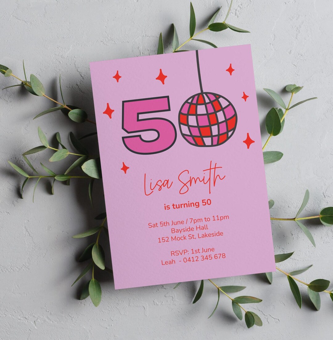 Disco 50th Birthday Invitation: (editable Printable Evite Template ...