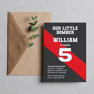 Essendon Football Birthday Invitation: Aussie Rules Party (editable Age ...