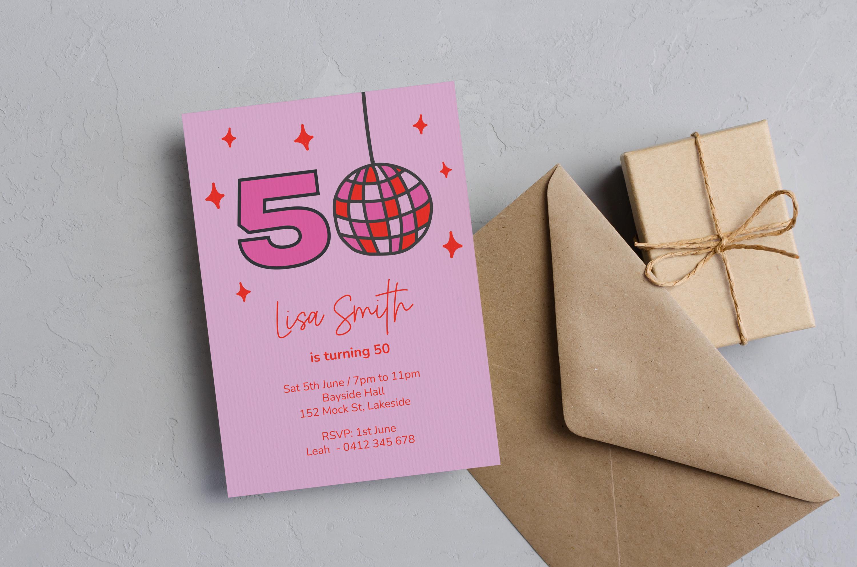 Disco 50th Birthday Invitation: (editable Printable Evite Template ...