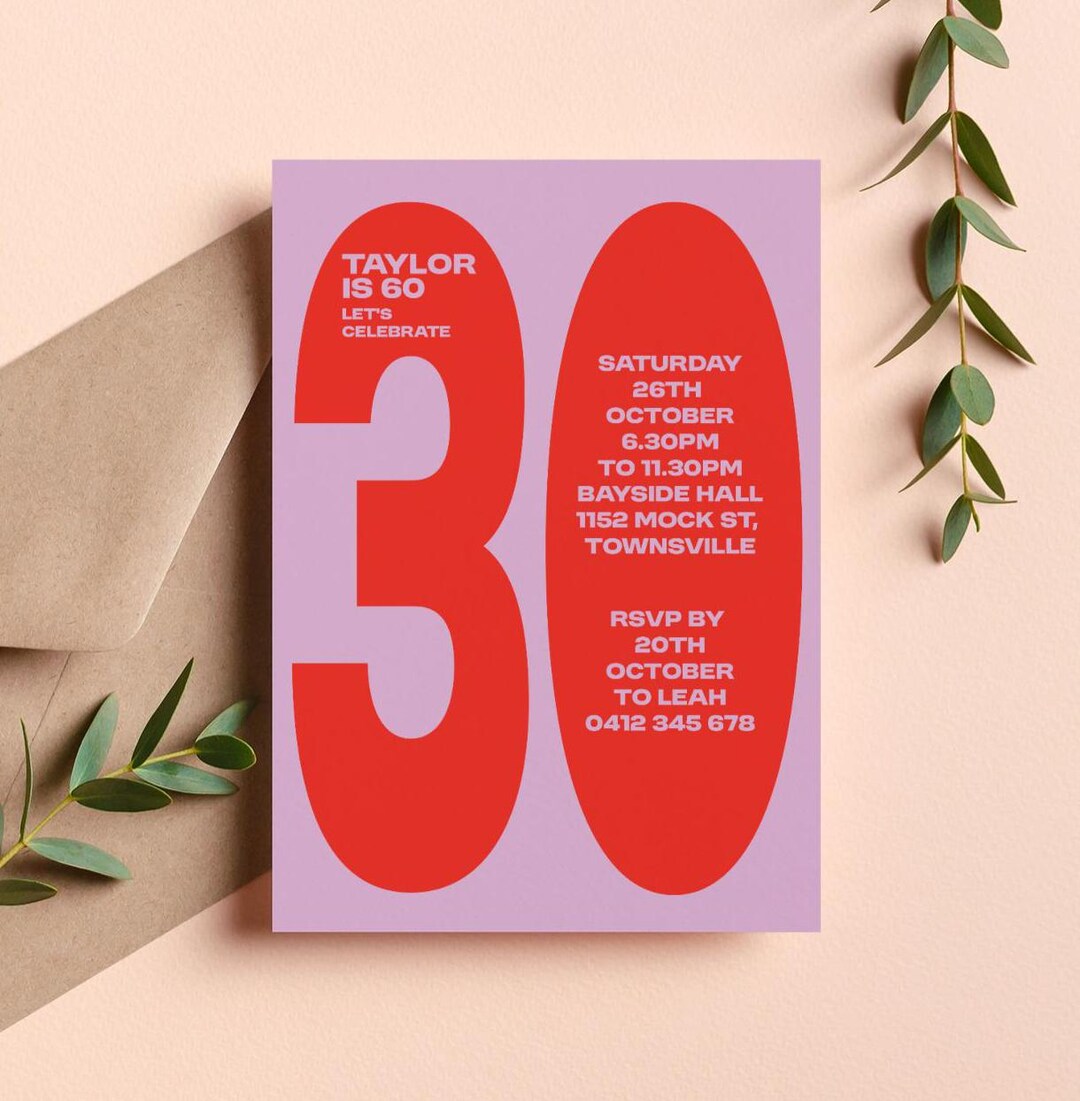 Editable 30th Birthday Invitation 30 Birthday Invite Custom DIY ...