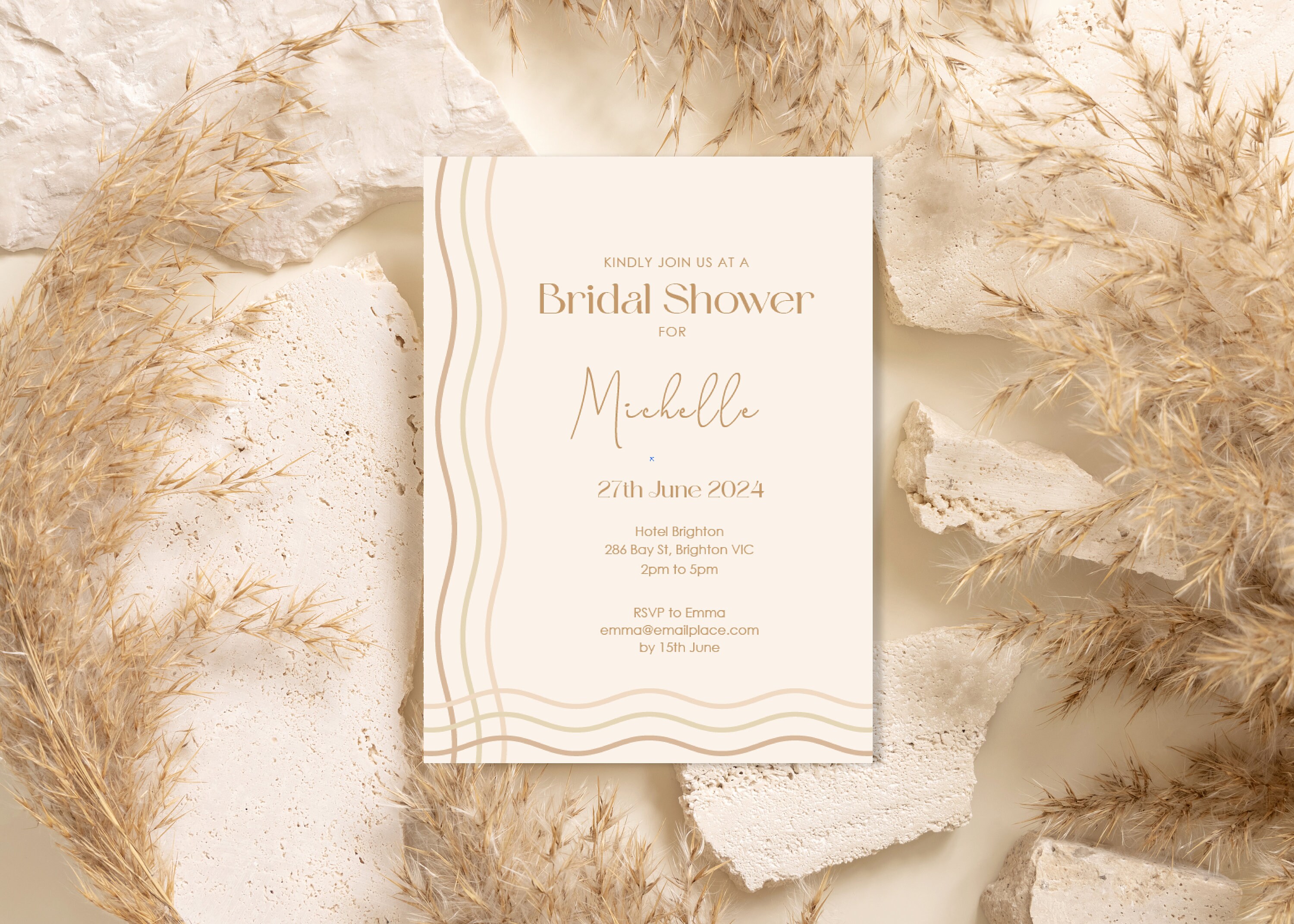 Bridal Shower Invitation Beige Invite Custom DIY Customize Custom ...