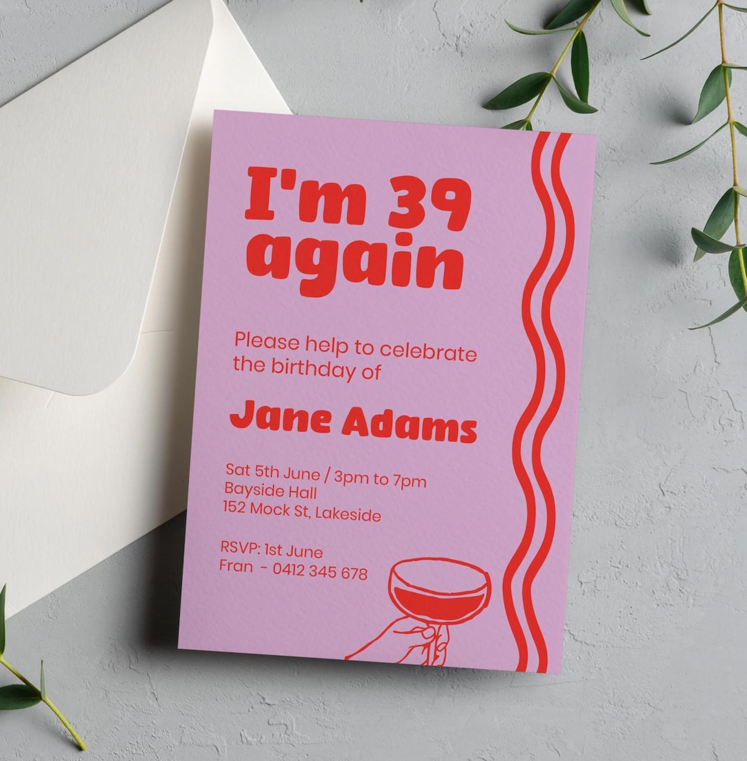 Funny 40th Birthday Invitation: Editable DIY Party Invite (A5) (digital ...