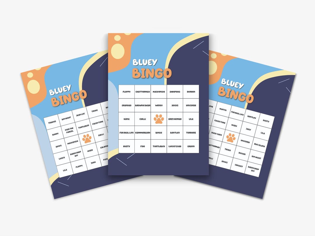 Bluey Bingo Game Party Games for Birthday Word Search Instant Download ...