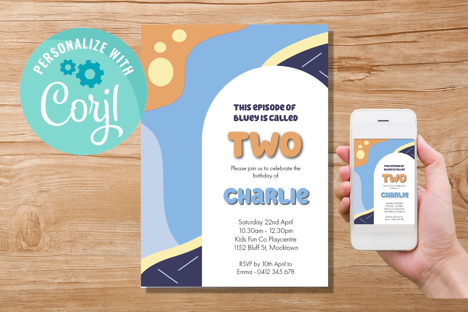 Bluey 2nd Birthday Party Invitation DIY Customize Kids Bluey Bingo ...