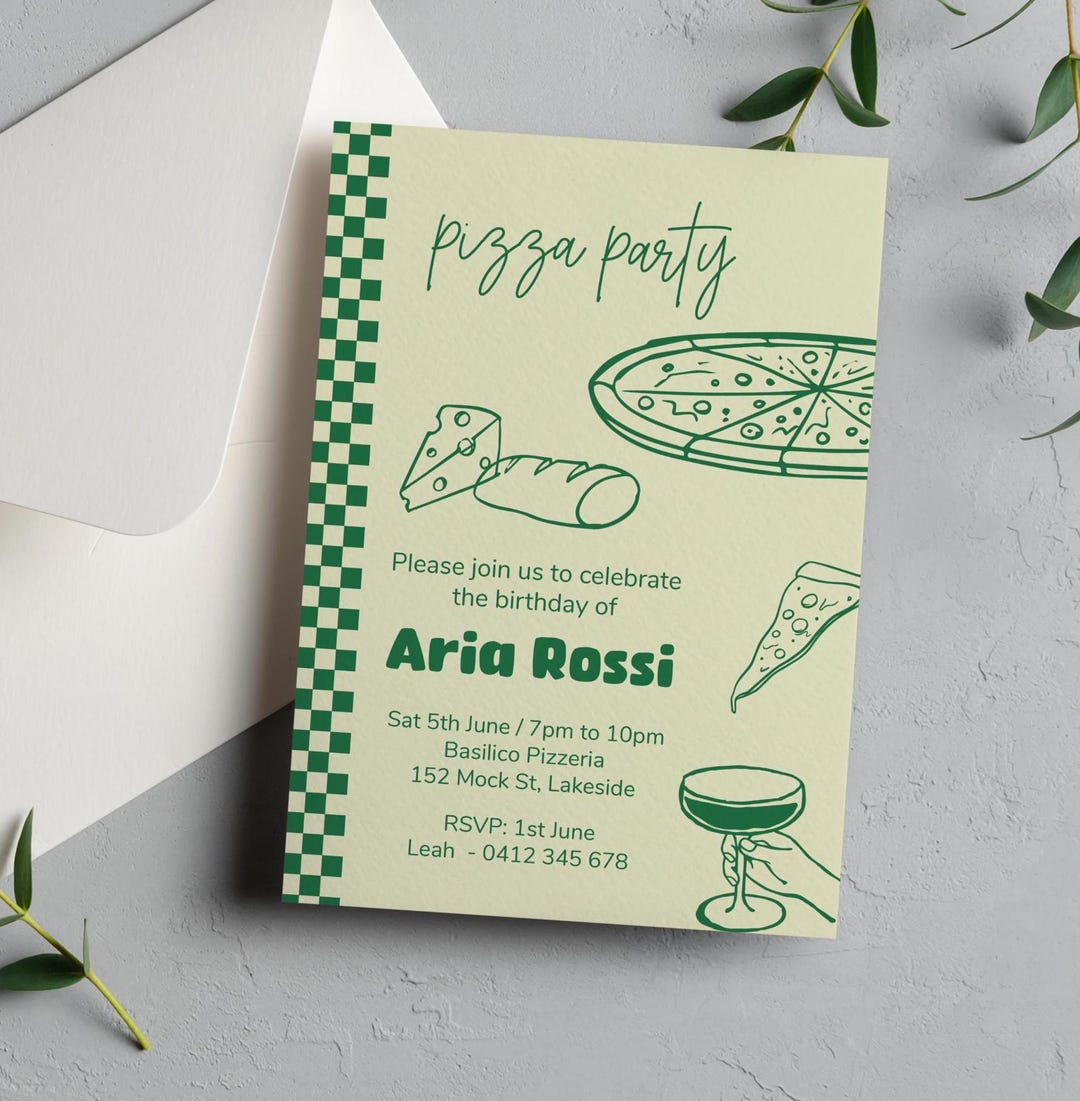 Pizza Party Birthday Invitation | Custom Editable DIY Invite Pizzeria ...