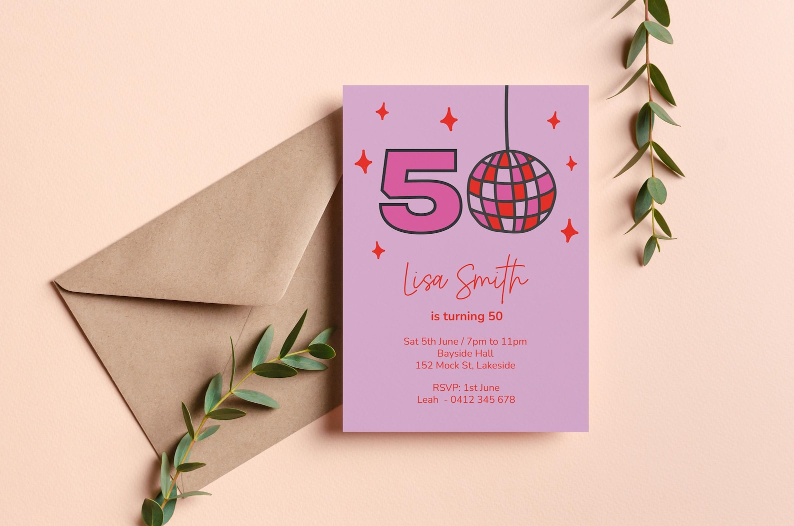 Disco 50th Birthday Invitation: (editable Printable Evite Template ...