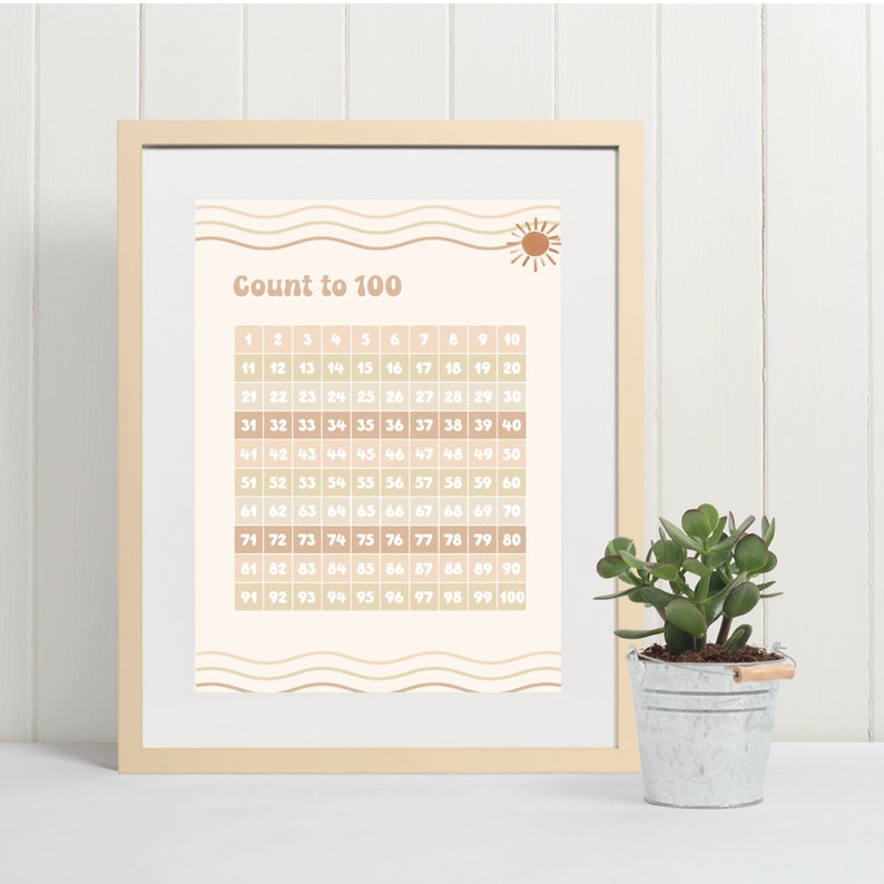 Counting to 100, Kids Poster, Educational Poster, Boho, Homeschooling ...