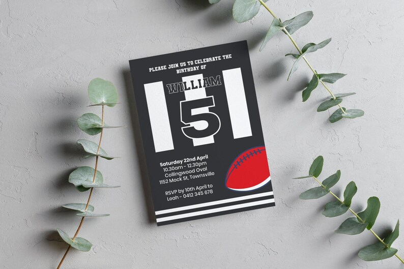 Collingwood Birthday Invitation: Aussie Rules Football Magpies Party ...