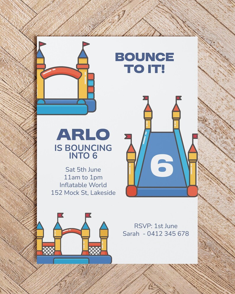 Jumping Castle Birthday Invitation: Editable Bouncy House Party Theme ...