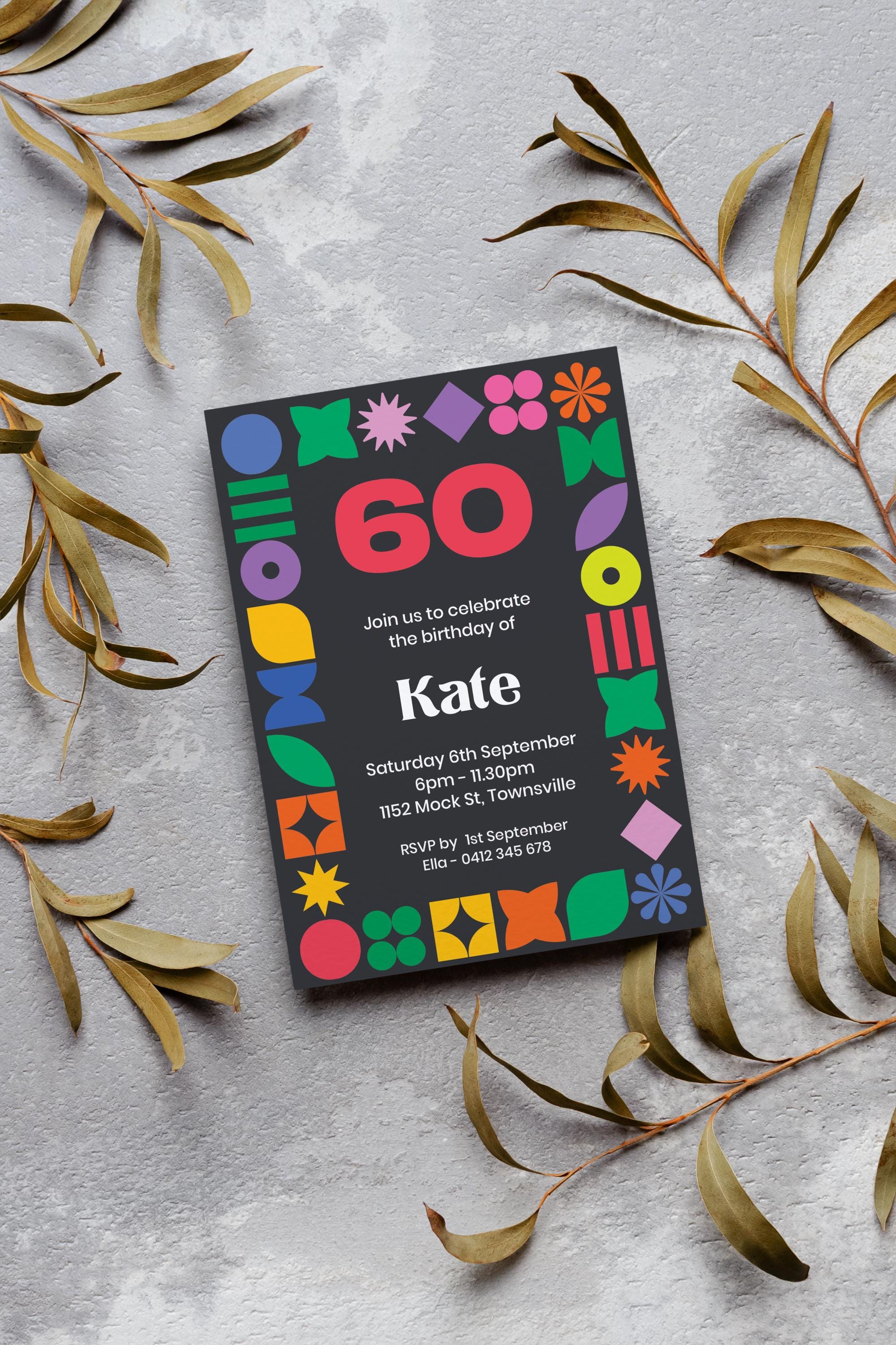 Editable 60th Birthday Invitation 60 Birthday Invite Custom DIY ...