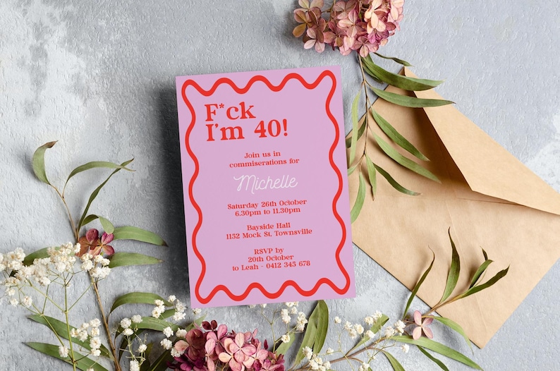 Funny 40th Birthday Invitation: Editable DIY Party Invite - Etsy