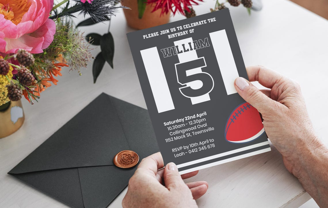 Collingwood Birthday Invitation: Aussie Rules Football Magpies Party ...
