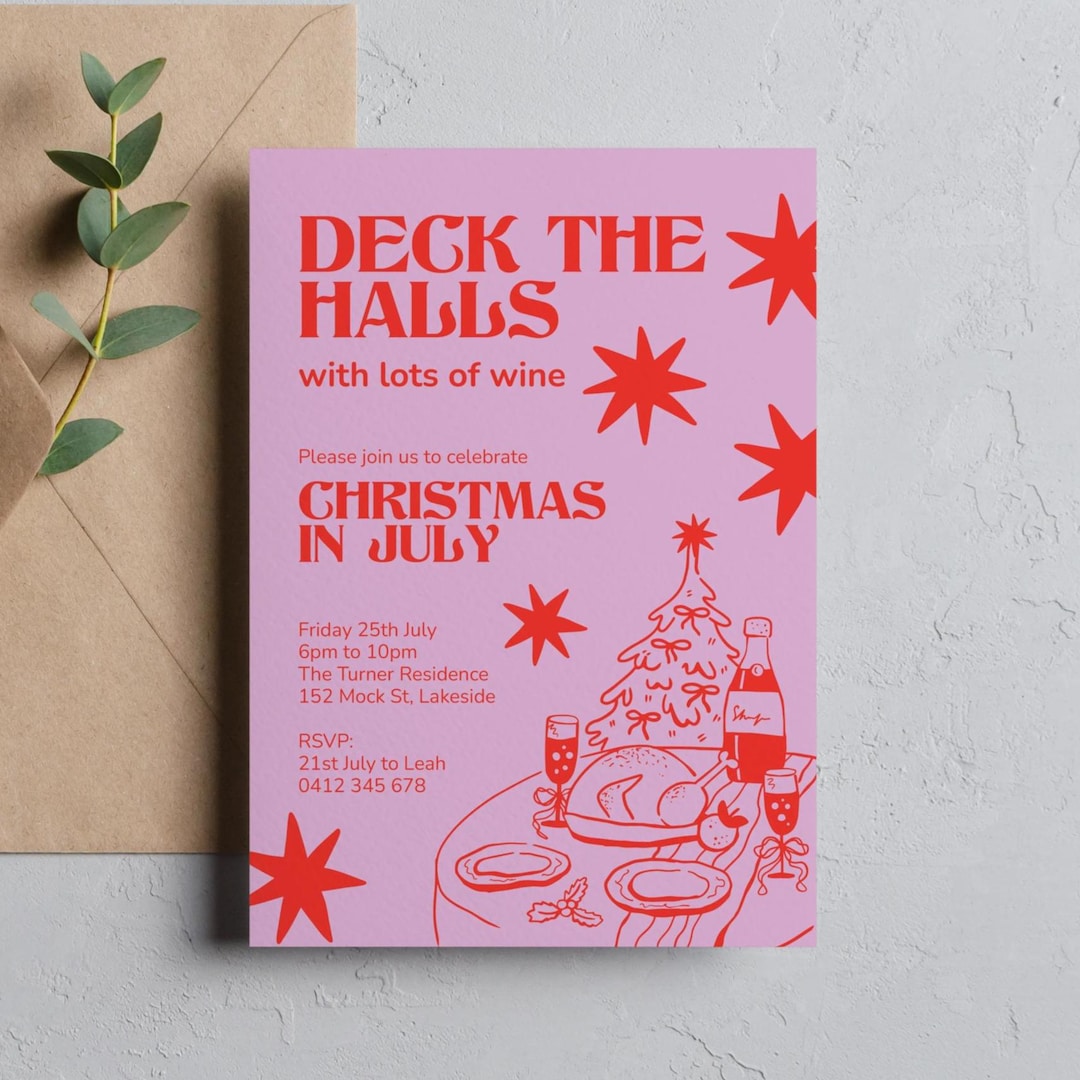 Christmas in July Invitation: Funny Santa Summer Party (A5 Digital ...