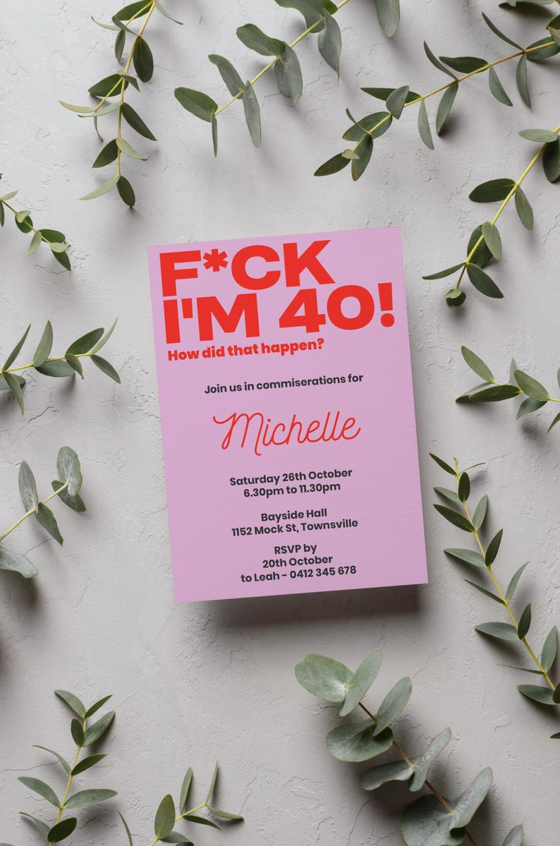 Editable 40th Birthday Invitation Invite Custom DIY Customize Bday ...