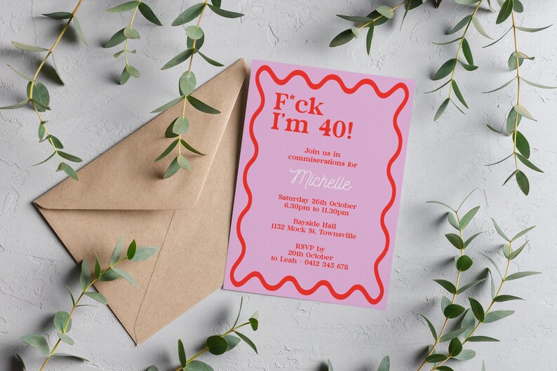 Funny 40th Birthday Invitation: Editable DIY Party Invite - Etsy
