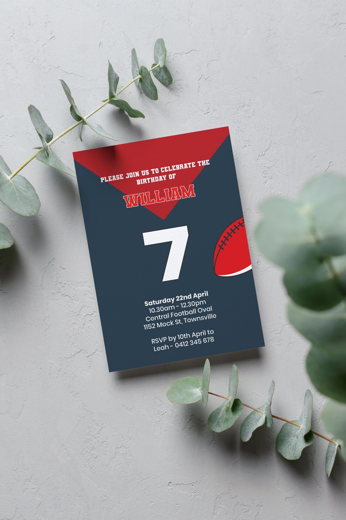 Melbourne Football Birthday Invitation: Editable Kids Party (digital ...