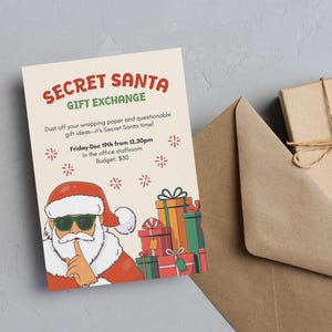 Editable Secret Santa Gift Exchange Invitation Flyer (A5 Digital ...