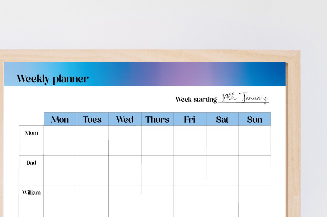 Family Planner Printable Weekly Planner 4 People Family Calendar ...