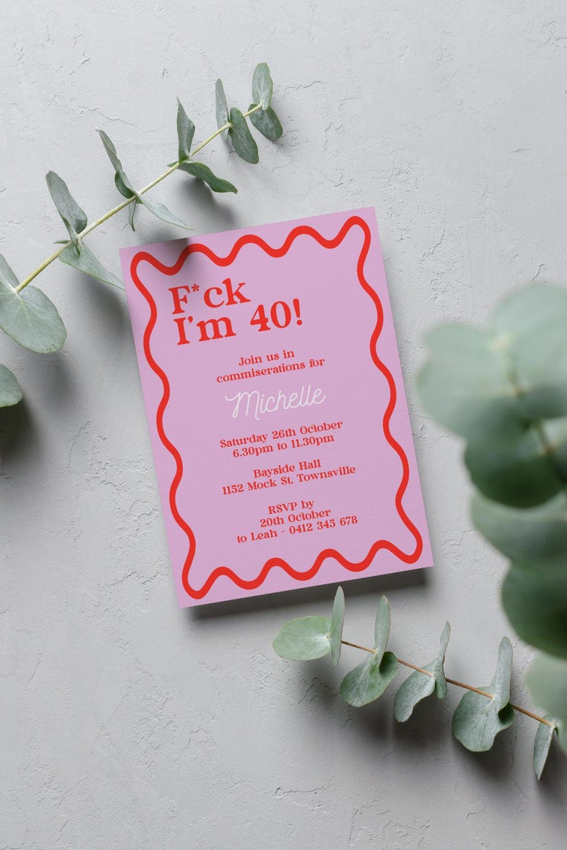 Funny 40th Birthday Invitation: Editable DIY Party Invite - Etsy