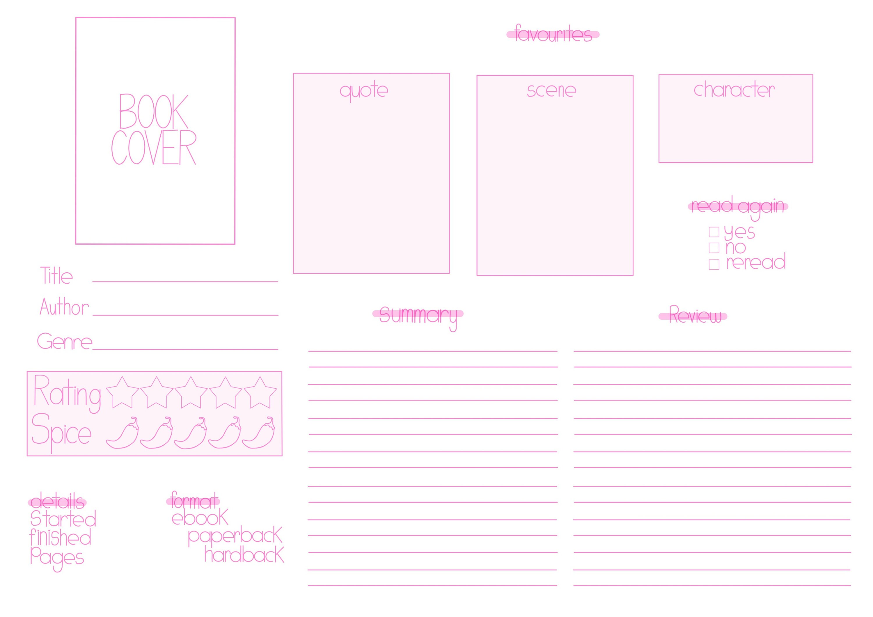 Book Review Template B Pink - Etsy