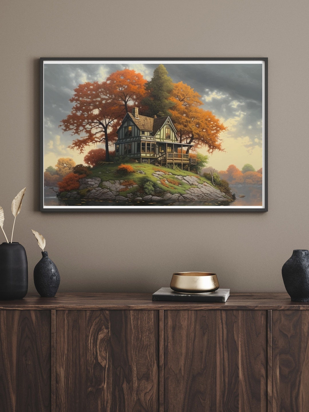 House on an Island Landscape Wall Poster| Matte Poster | New Home Gift ...