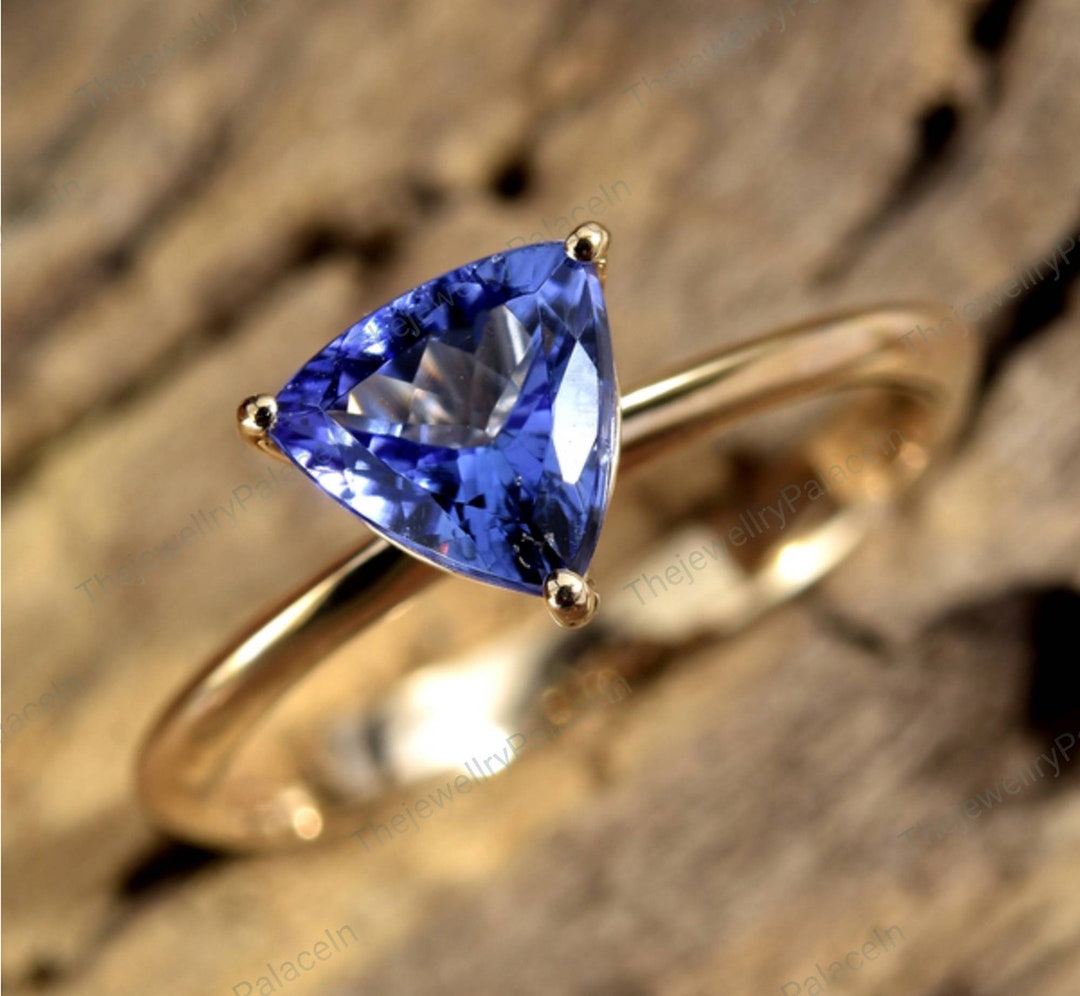 Tanzanite Trillion Cut Engagement Ring in Sterling Silver - Etsy