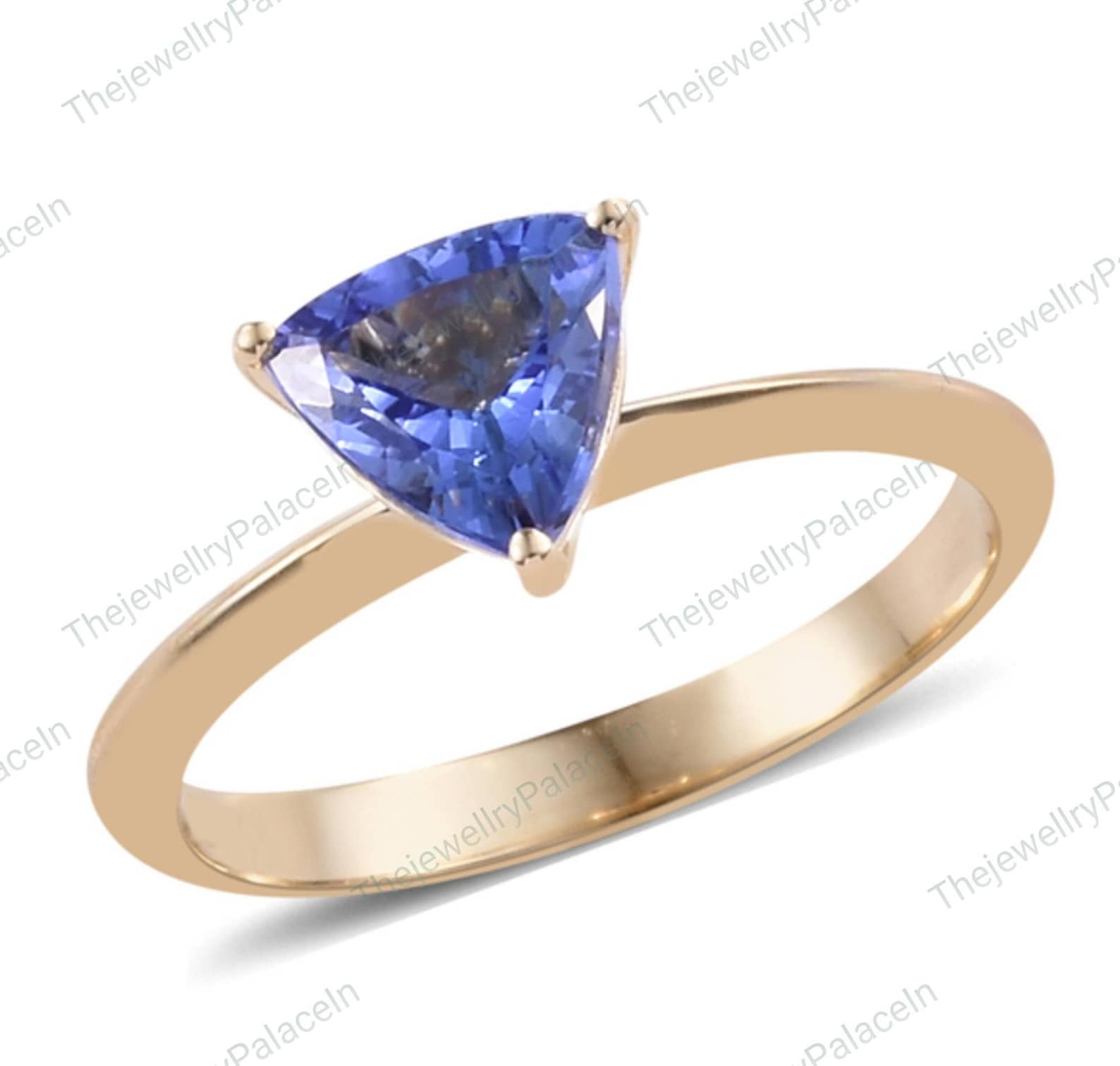 Tanzanite Trillion Cut Engagement Ring in Sterling Silver, Natural ...