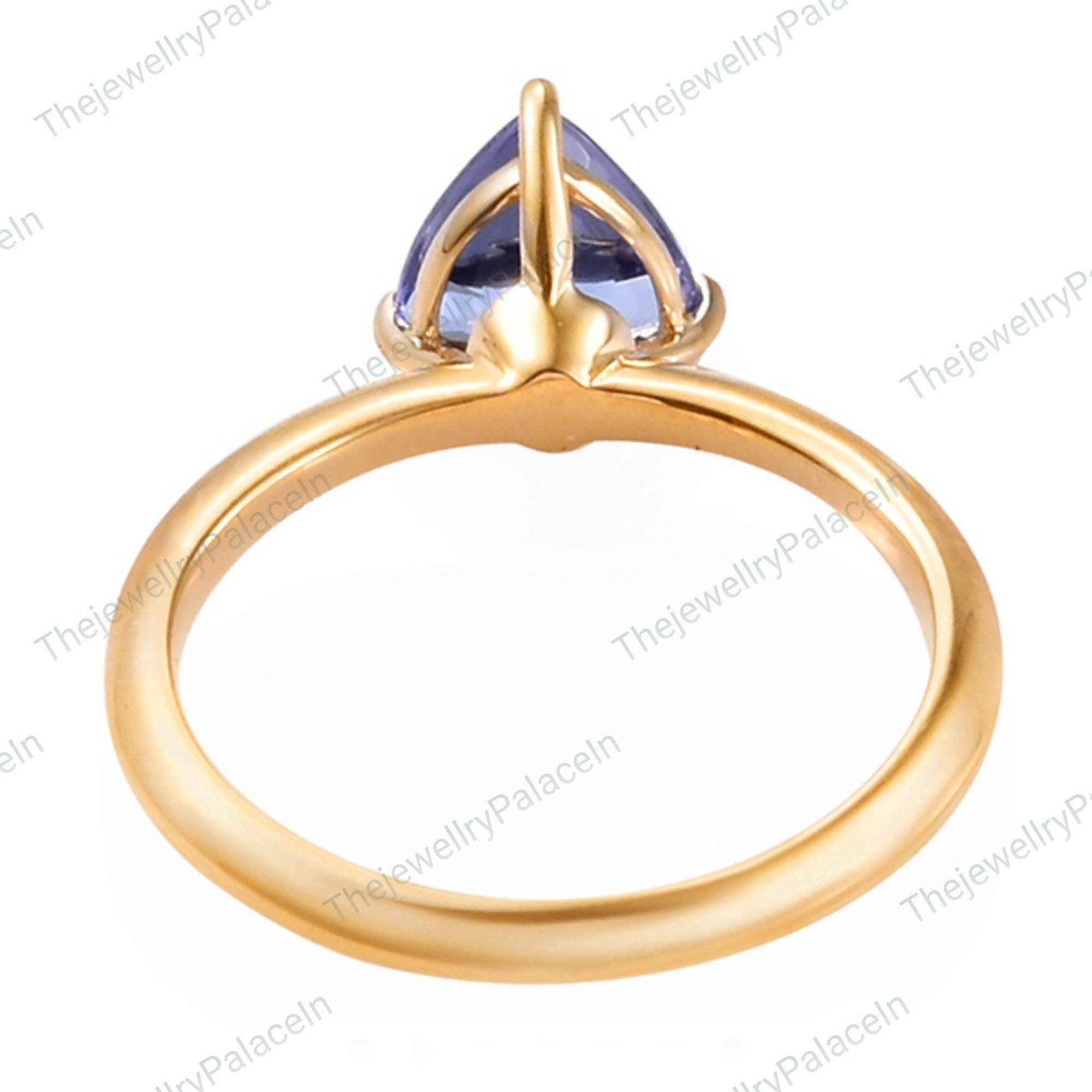 Tanzanite Trillion Cut Engagement Ring in Sterling Silver, Natural ...