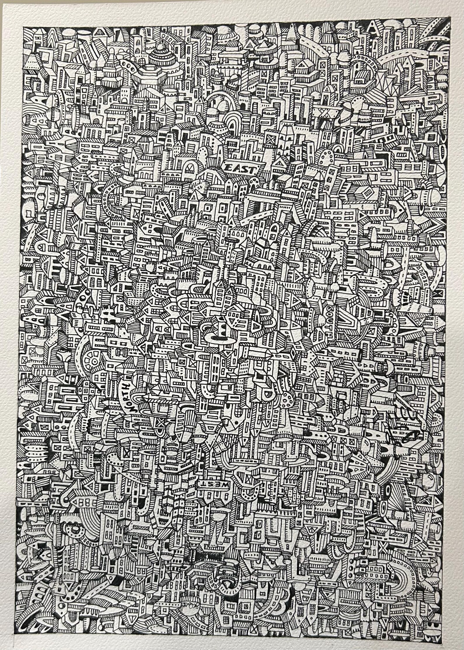 Original Hand Drawn Art Work, “north, South, East, West”. Doodle Art ...