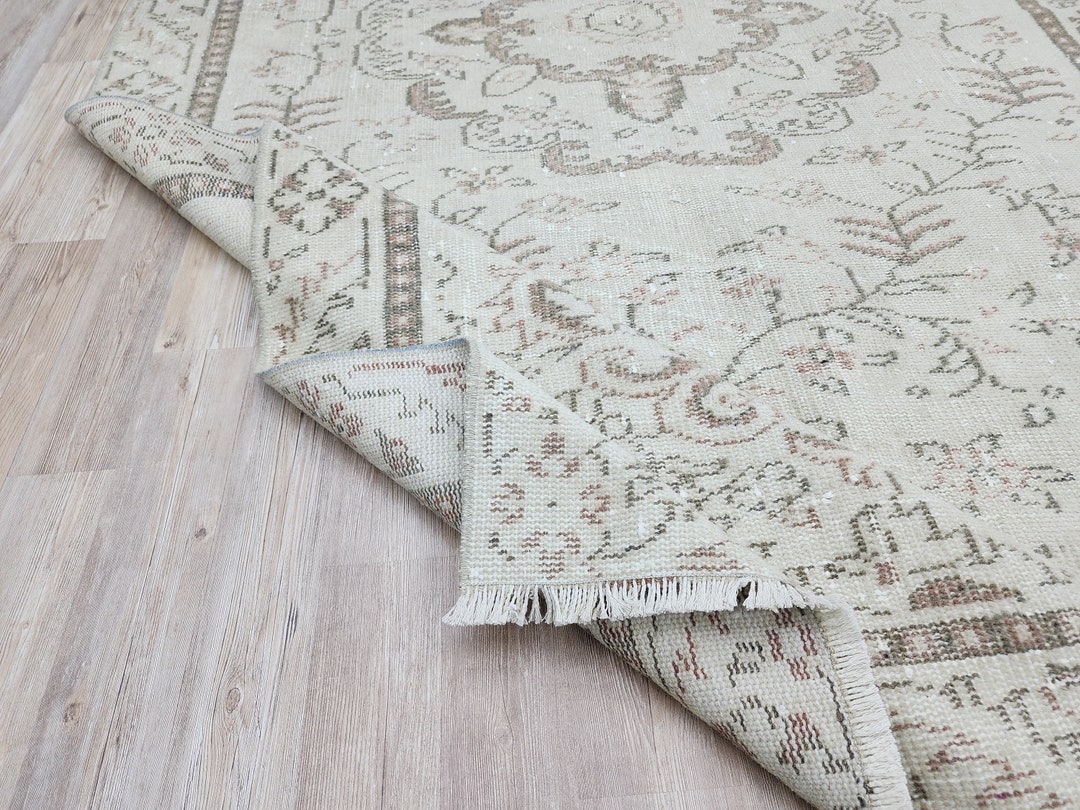 5x9 Mid Century Modern Rug, Living Room Decor, White Turkish Rug ...