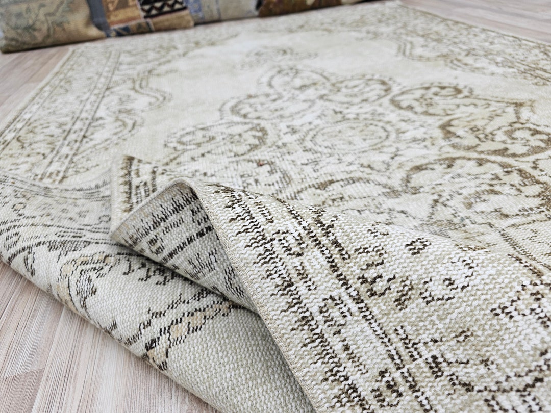 5x9 Neutral Oushak Rug, Handmade Rug, Vintage Rug, Boho Rug, Handwoven ...