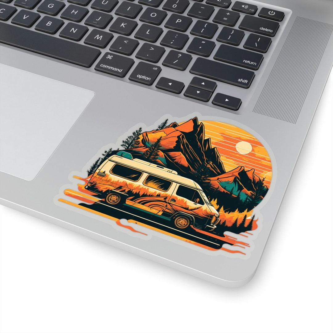 Vintage Camper and Sunset Vinyl Decal Retro Style Mountain - Etsy
