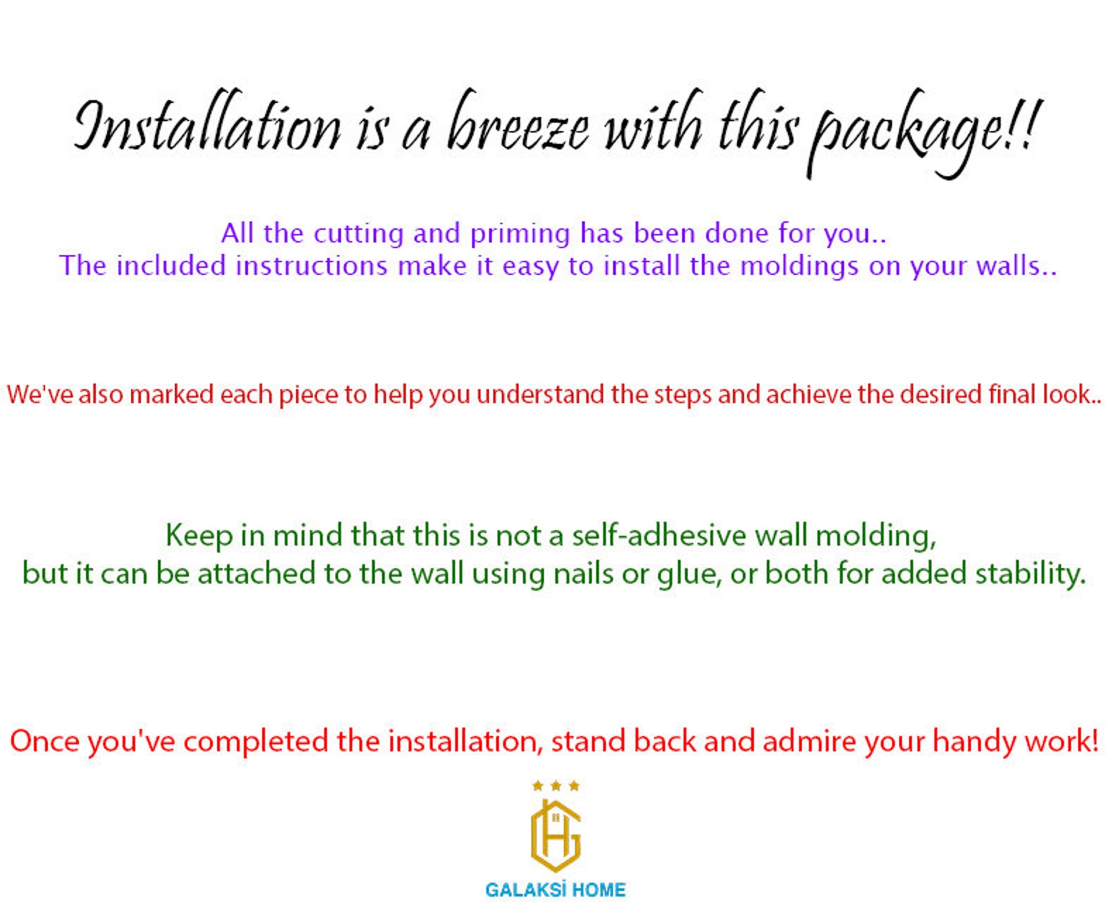 Easy Wall Molding Package Ready to Install Wall Cladding Kit Pre-cut ...