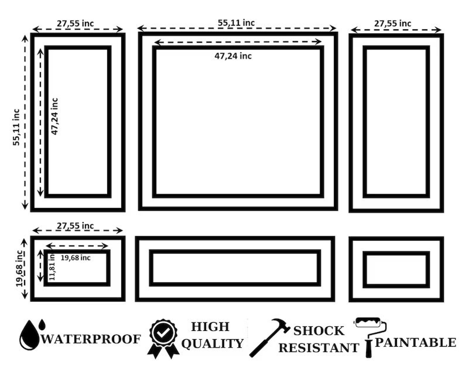 Easy Wall Molding Package Ready to Install Wall Cladding Kit Pre-cut ...