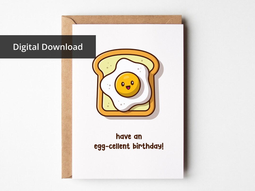 PDF Template Egg Greeting Card Instant Digital Download Birthday Card ...