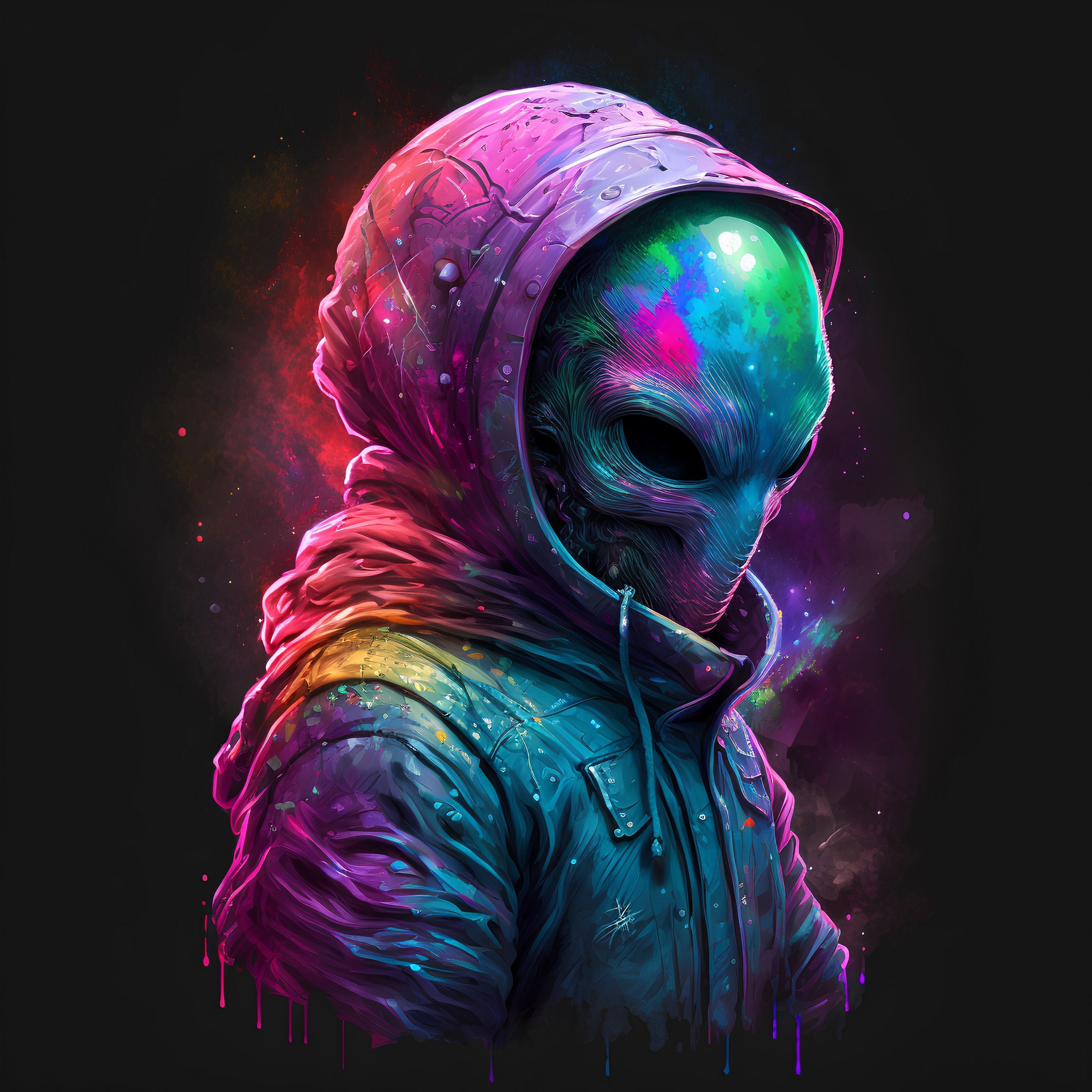Hooded Alien Space Digital Art Print - Etsy Hooded Alien Space Digital Art Print - Etsy