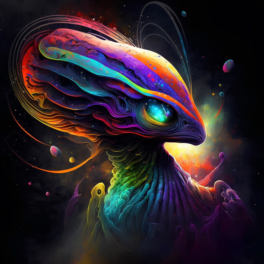 Alien Bird Space Digital Art Print - Etsy