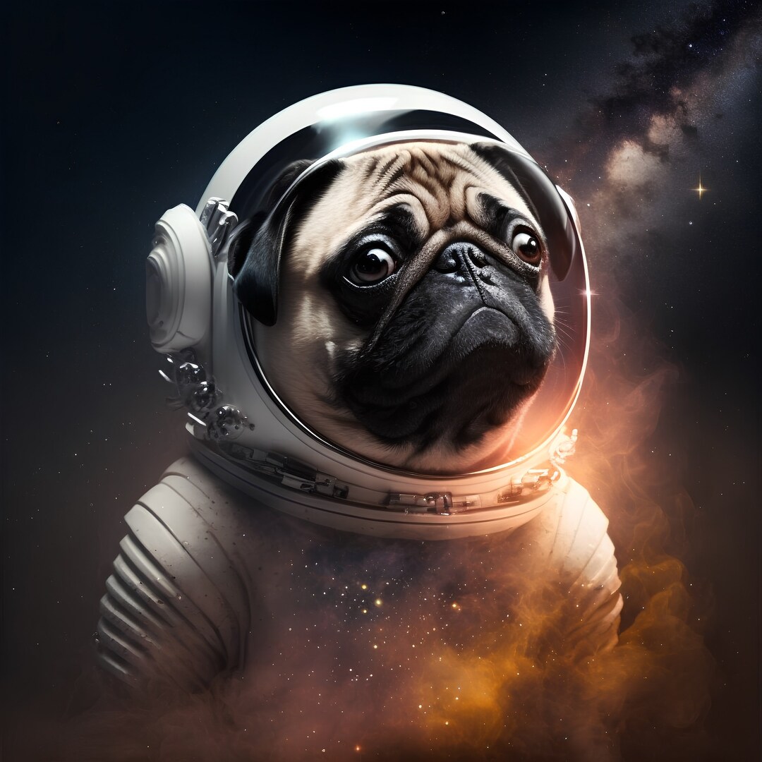 Astronaut Pug Dog Space Digital Art Print - Etsy