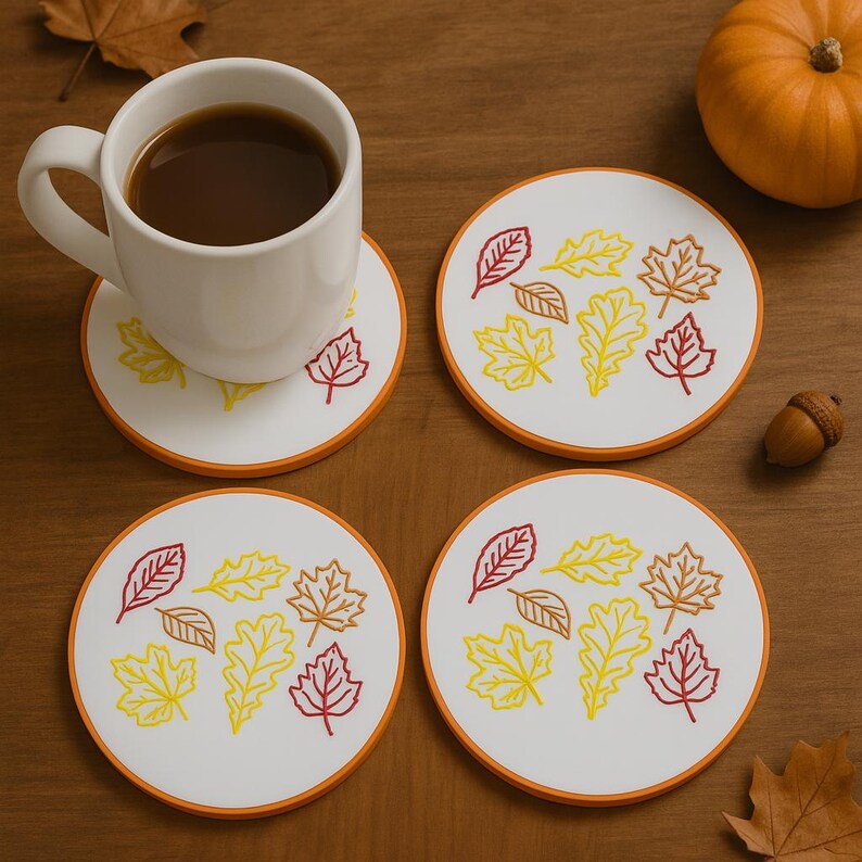 Autumn Leaf Coaster Set – 3D Printed PLA | Fall Decor | Maple Oak ...