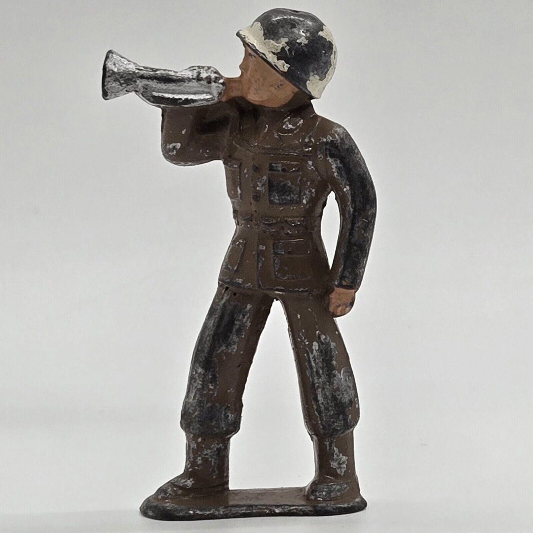 Vintage Lead/metal Toy Soldier Bugle Manoil Die Cast Infantry Military ...