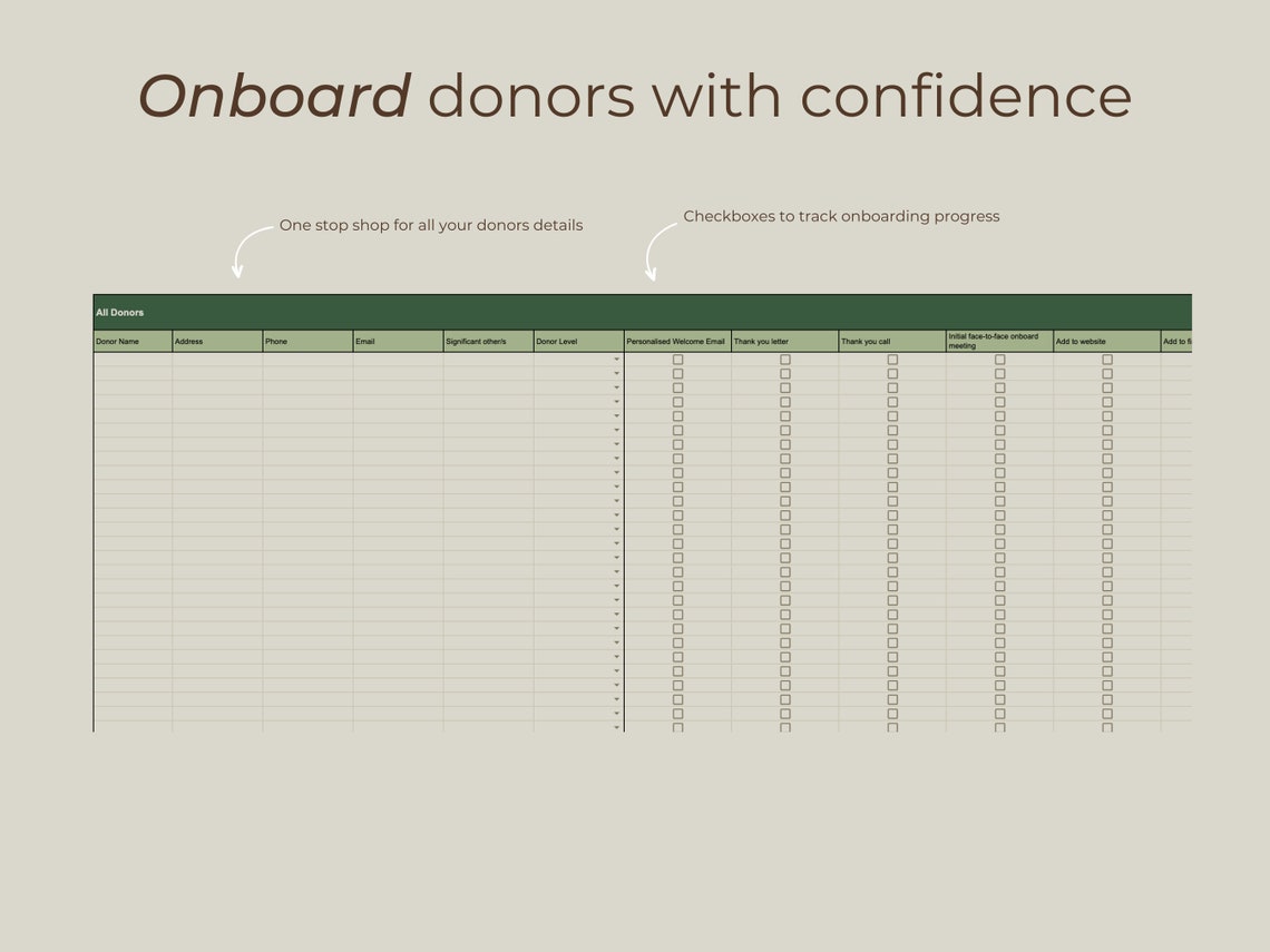 Donor Stewardship Tracker Spreadsheet | Google Sheets Template ...