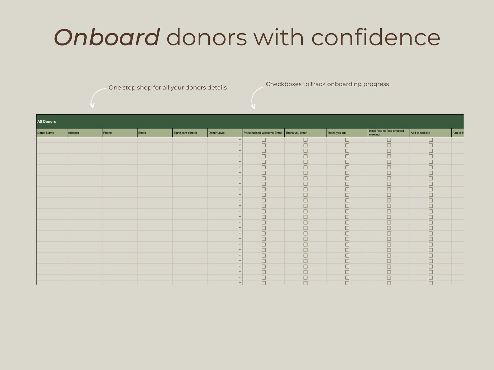 Donor Stewardship Tracker Spreadsheet | Google Sheets Template ...