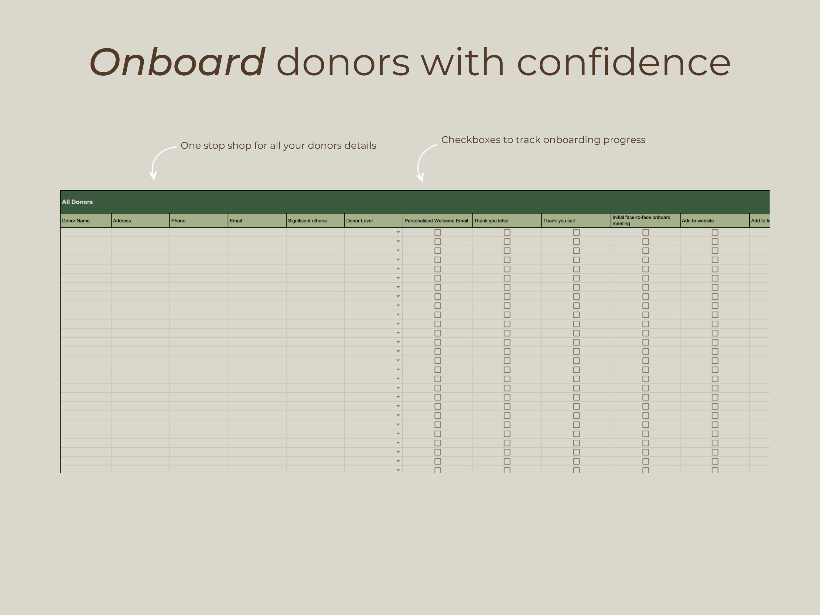 Donor Stewardship Tracker Spreadsheet | Google Sheets Template ...