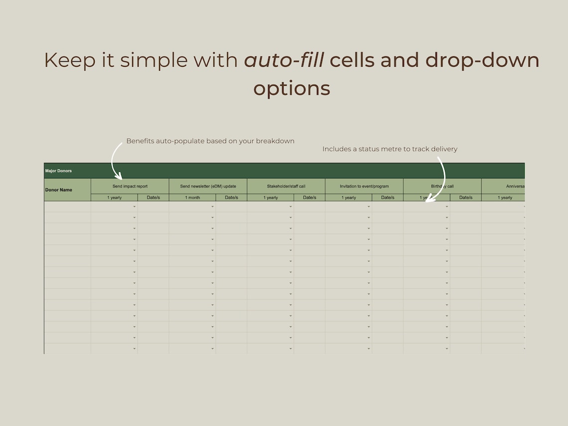 Donor Stewardship Tracker Spreadsheet | Google Sheets Template ...